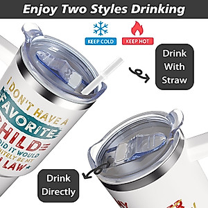 qynspngs Gifts for Mother/Father In Law from Son In Law Funny Mother's/Father's Day Gifts for Mom Christmas Gift for Dad,40 oz Mom/Dad Tumbler with Handle Brithday Gift