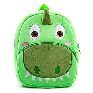 NICE CHOICE Cute Toddler Backpack Toddler Bag Plush Animal Cartoon Mini Travel Bag for Baby Girl Boy 2-6 Years(Green Dinosaur)
