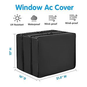 Zomia Window Air Conditioner Covers for Outside Units, Window AC Cover Outdoor Waterproof -21.5"W x 16"D x 15"H Inches Black