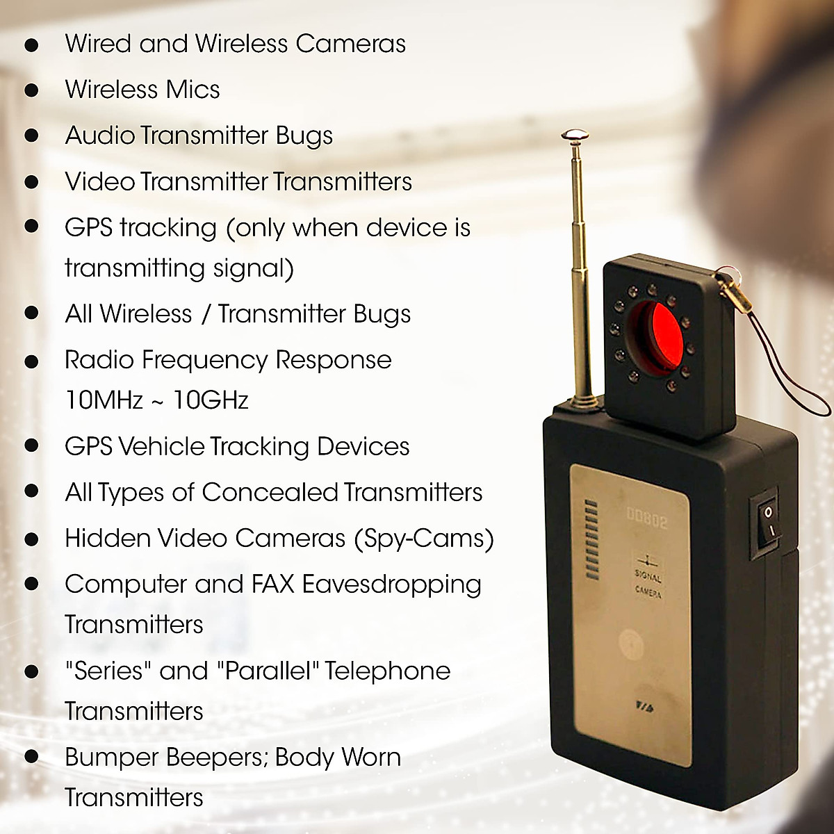 SleuthGear Maxi-Tech Defender Bug Detector - Find GPS Tracker & Wireless Camera - Audio Spy Bug Sweeping Device - Hidden GPS Tracking Finder - Cam Finder - 10g Law-Grade Anti Spy Detector