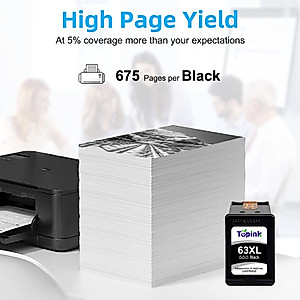 63XL Black Ink Cartridge Replacement for HP Ink 63 XL for Officejet 3830 4650 4652 4655 5200 5252 5255 5258 Envy 4520 4512 Deskjet 1112 2132 3630 3632 Printer HP63 HP63xl