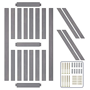 SMARTSTANDARD 36in x 84in Sliding Barn Door with 6.6ft Barn Door Hardware Kit & Handle, Pre-Drilled Ready to Assemble, DIY Unfinished Solid Spruce Wood Panelled Slab, K-Frame, Grey