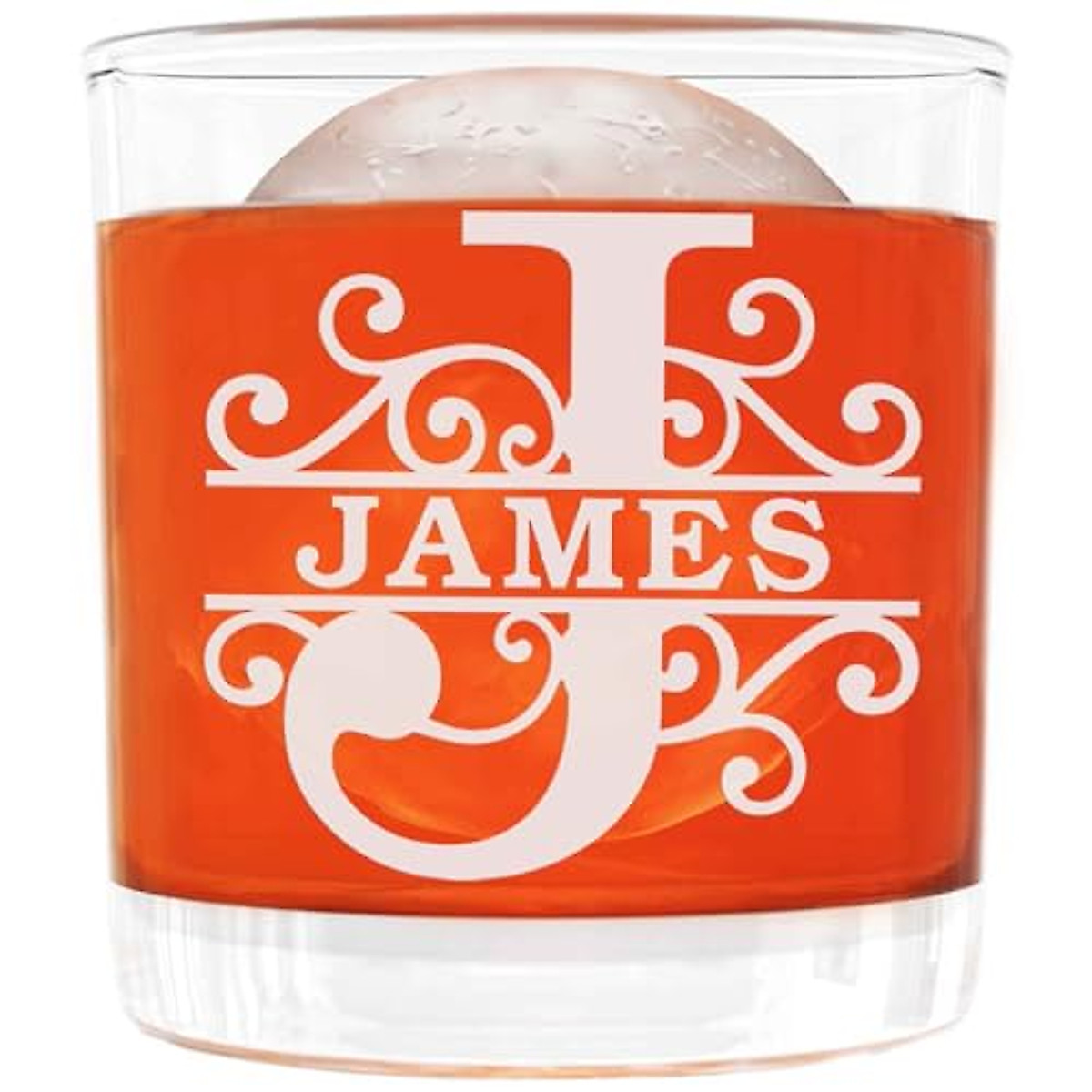 Personalized Whiskey Glass, Customized Engraved Monogram Cocktail Glass, 11 oz Custom Whiskey Gift Glass Birthday Gift For Him and Her (1 Glass)