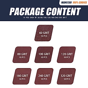 70 PCS 5 Inch Hook and Loop Assorted Aluminum Oxide Sanding Discs - 5 in No Hole - Orbital Sander Pad - Sander Paper,Sandpaper