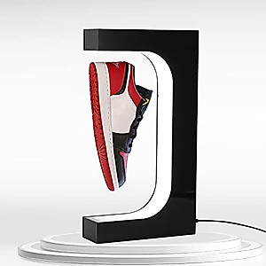 DuliCube Levitating Shoe Display Floating Shelf Magnetic Sneaker Stand with LED Light Rotating Acrylic Holder for Advertising Exhibition Show in Shop Store Gift Home Decoration (Black 2)