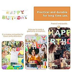 UPKOCH Birthday Banner Hawaiian Party Decoration Hawaiian Happy Birthday Banner Pennant Hawaiian Bunting Garland Tropical Decorations Hawaiian Party Supplies