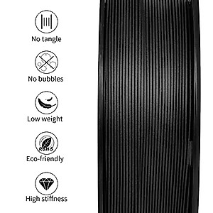 TRONXY Carbon Fiber Filament 1.75mm, Carbon Fiber PLA 3D Printer Filament, High-Accuracy +/- 0.05 mm, Carbon Black Pla Filament for Most 3D Printers, 1KG Spool(2.2 lbs)