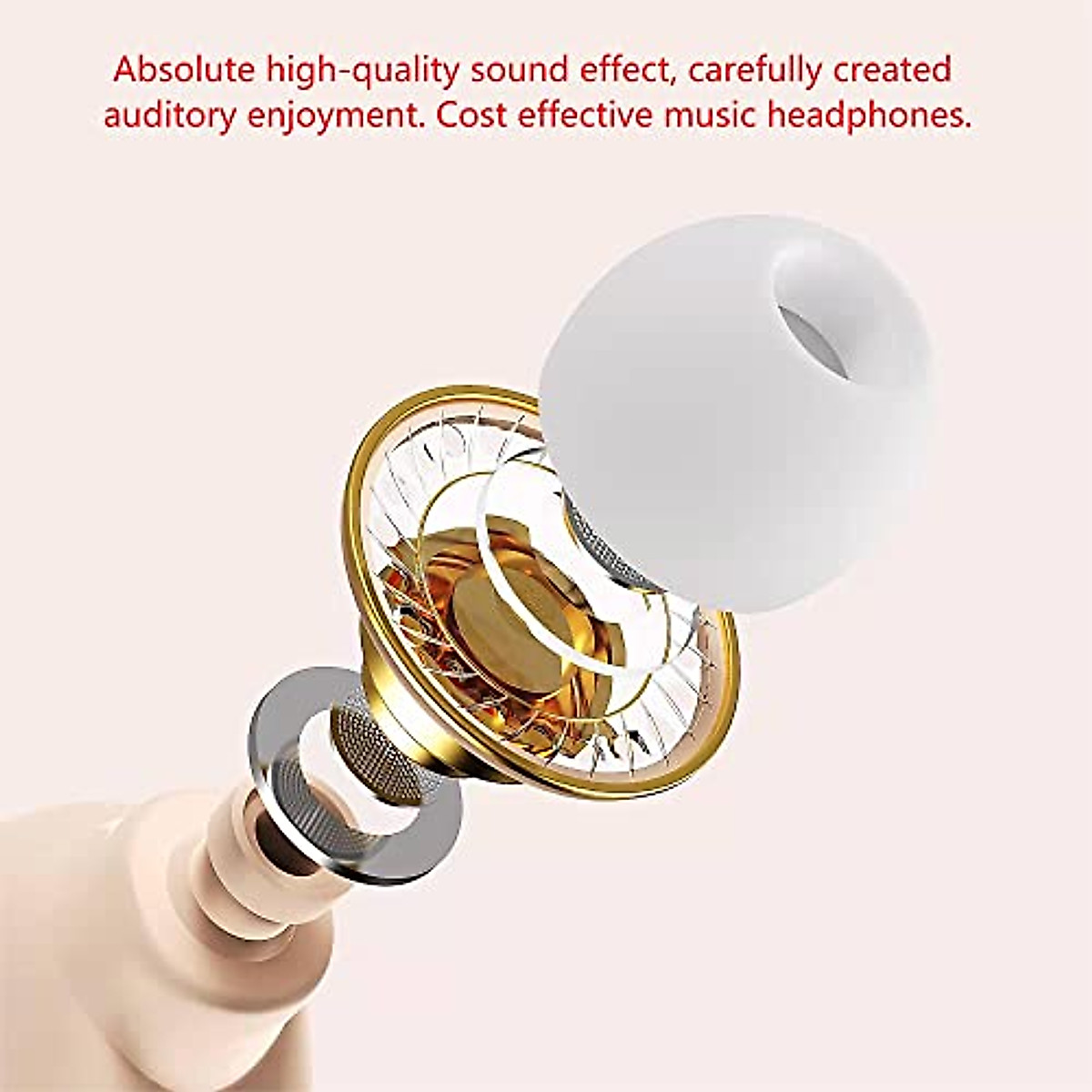 Wireless Earbuds,Bluetooth Wireless Headphones, Earbuds for Music,Sport Headphones with Noise Cancelling,Deep Stereo Bass, Makeup Mirror(Buff)