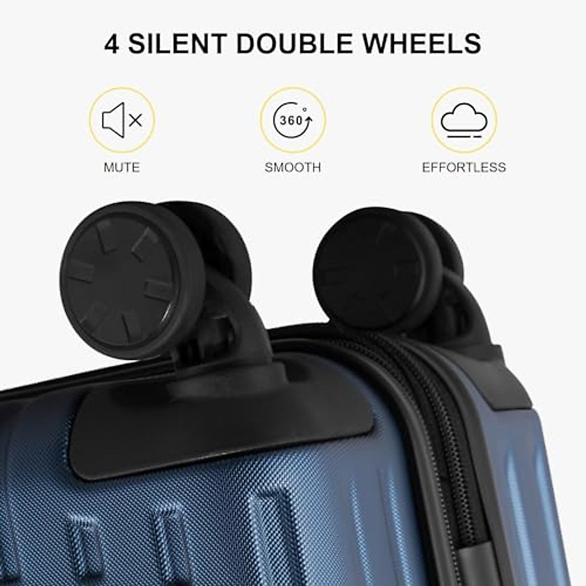 LEVEL8 Grace Carry On Luggage, 20 Inch Hardside Suitcase, Abs+Pc Harshell Spinner Luggage with Tsa Lock, Spinner Wheels, Blue, 20-Inch Carry-On