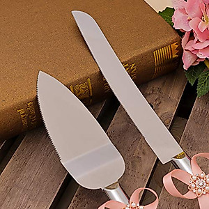 yanstar Wedding Cake Knife and Server Set for Wedding, Birthday, Engagement, Anniversary, Valentines Day, Anniversary Decorations