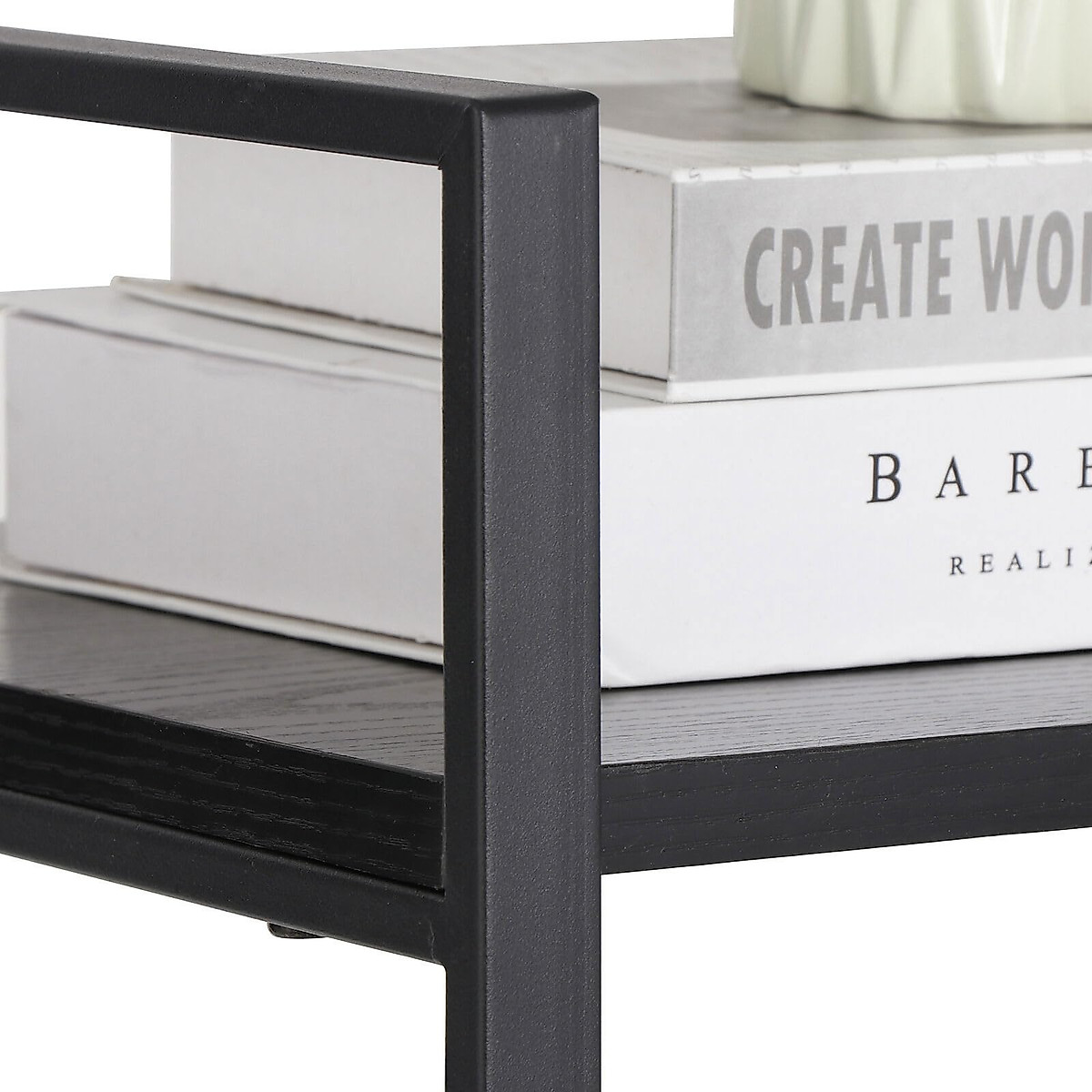 Solid Double Bookcase Short Frame Wood Bookshelf Display Rack Small Place Cozy, Black