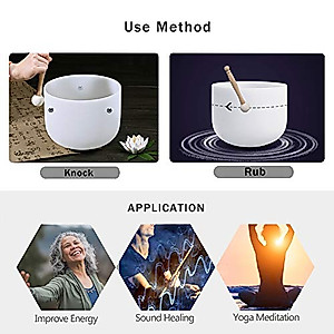 CVNC 440Hz 8 Inch F Note Heart Chakra Frosted Quartz Crystal Singing Bowl with Carry Case bag and Mallet