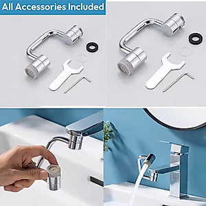 2 Pack Chrome Faucet Aerator, 1080° Swivel Faucet Extender, Kitchen Sink Aerator Extension With 2 Water Outlet Modes Faucet Nozzle, Bathroom Rotating Faucet Attachment
