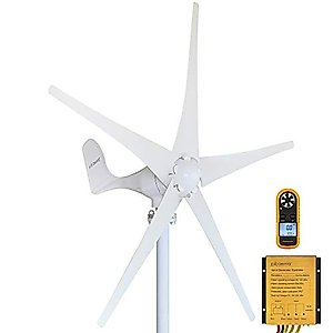 Pikasola Wind Turbine Generator Kit 400W 24V with 5 Blade, Wind Generator Kit with Charge Controller, Wind Power generator for Marine, RV, Home, Windmill Generator Suit for Hybrid Solar Wind System
