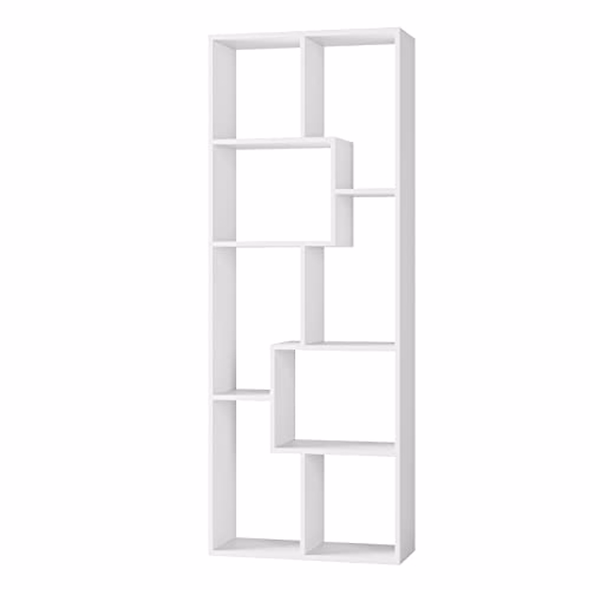 FOTOSOK Geometric Bookcase, 8-Tier Bookshelf TV Stand, Free Standing Display and Storage Shelf for Home Office, White