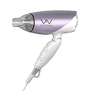 VAV 1875w Negative Ion Medium Size Hair Dryer, Home-Use&Professional Blow Dryer with Folding Handle, Dual Voltage Travel Dryer