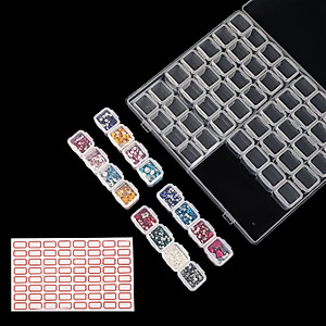 Ecurfu 56 Slots Diamond Painting Storage Containers, 56 Girds 1 Pack, Bead Storage Containers, Diamond Art Organizer Box, Diamond Painting Accessories, Embroidery Storage with Label Stickers