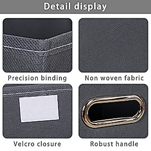 Yunkeeper Collapsible Storage Bins with Lids,Fabric Cube Storage Organizer With Handles,For Clothes Storage,Home, Nursery,Closet Office Basket,3 Pack,（Grey