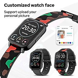 ZKCREATION Smart Watch for Women Men, Smart Watch for Android Phone, 1.69" Touch Screen Fitness Tracker, Lady Digital Watch, Smart Watch with Blood Pressure Monitor