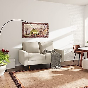 SILKIR 2-Person Loveseat Sofa Couch for Living Room | Perfect for: Apartment/Studio/Office & Small Space | Velvet Fabric | Fast and Easy Assembly | Warranty (Beige) Modern Contemporary Mid-Century