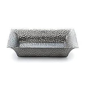 RSVP International Endurance Collection Stainless Steel Kitchen Counter Decor, Sponge & Dish Soap Sink Protector Tray/Holder, Dishwasher Safe, 8.25" Square, Embossed Matte Silver