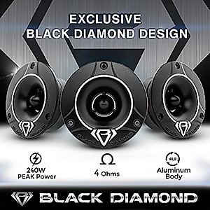 BLACK DIAMOND Dia-T1 1" Super Bullet Tweeter 240 Watts 4-Ohm Ohms Built in Crossover (2 Speakers)
