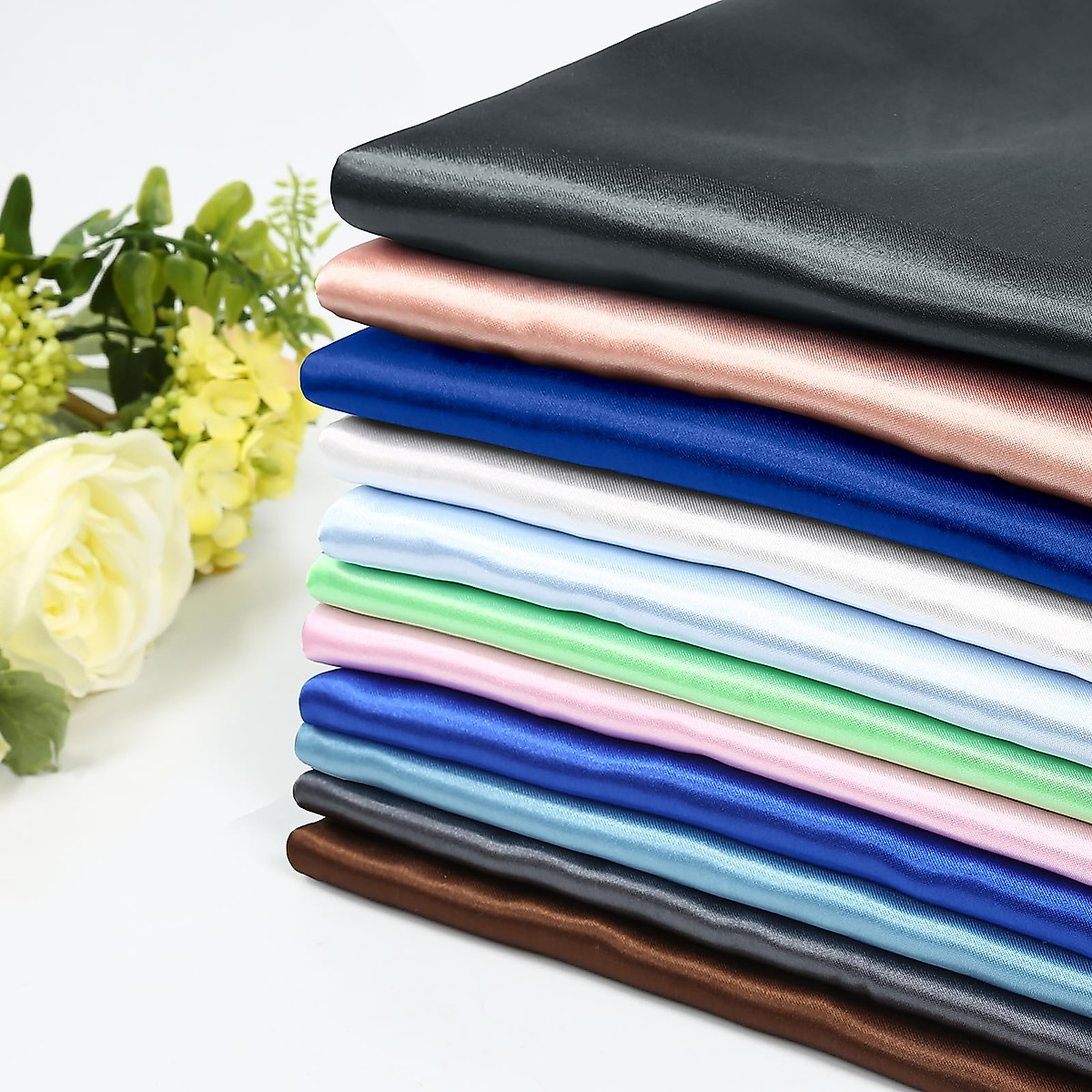 DLCFLF Grey Satin Fabric by The Yard, 2 Yards Charmeuse Satin Fabric 60 Inch Wide, Silky Satin Fabric for Bridal, Wedding, DIY Crafts, Sewing, Costumes, Shiny Cloth Fabric