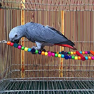 LITTLEGRASS 12 Steps Bird Toys 31 inch Wood Bird Ladder, Step Parrot Ladder Swing Bridge,Bird Cage Accessories Decorative Flexible Cage Wooden Rainbow Toy Parakeet Birdcage Training