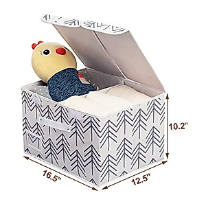 Edergoo Storage Bins with Lids, 2 Pack Large Storage Basket with Lid & Handles, Collapsible Storage Box for Closet, Bedroom, Dormitory Organization, White