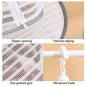 Akloker 4 Layer Mesh Drying Net with Zips Bra Drying Clothes Net Removable Folding Anti-Fly Windproof Hook Fine-Grained Grid for Flowers Buds Plants Organizer Drying for Fish/Vegetables/Fruit/Herbs