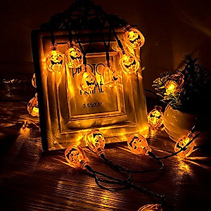 YBB Solar Pumpkin String Lights, Waterproof Halloween Christmas Decoration String Lights, 30 LED Lights Twinkling/Steady on Modes Jack-O-Lantern for Outdoor, Home, Patio, Garden (7m/22ft Warm White)