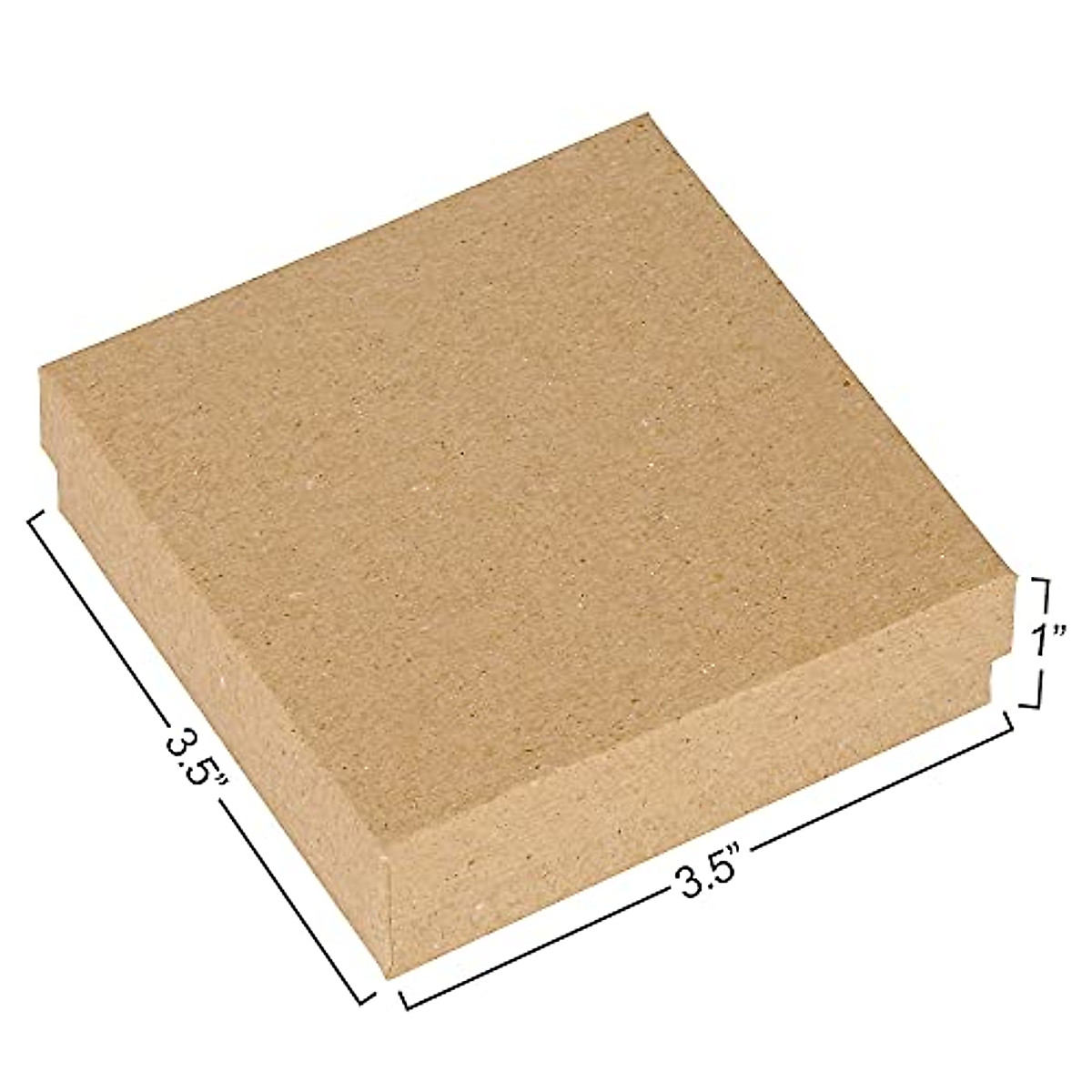 Cardboard Jewelry Boxes 10 Pack - 3.5"x3.5"x1" Bulk Cotton Filled Small Gift Boxes with Lids for Jewelry Packaging (Kraft)