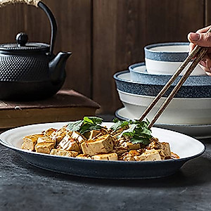 KOWMcp Dinner Plates Creative Fruit Plate, Home Steamed Fish Plate, Ceramics Home Dinner Plate Oval Large Fish Plate Dinner Plate