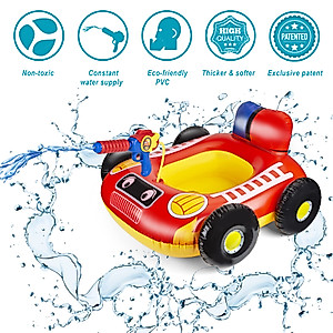Kids Pool Floats with Water Gun, Pool Toys for Kids Ages 4-8, Fire Truck Toddler Floats for Pool, Pool Inflatables for Boys Girls and Children