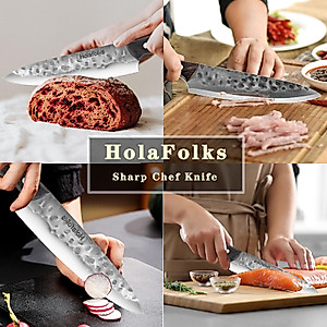 HolaFolks Chef Knife, 8 Inch Professional Kitchen Knife High Carbon Stainless Steel Butcher Knife Ultra-Sharp Boning Knife with Ergonomic Handle Gift Box Home Restaurant