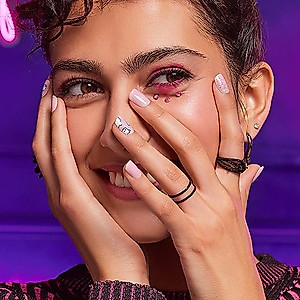 KISS imPRESS Press-On Manicure Halloween, Pink, Short Length, Square Shape, PureFit Technology, Chip Proof, Smudge Proof, Waterproof, Prep Pad, Mini Nail File, Manicure Stick & 30 Fake Nails