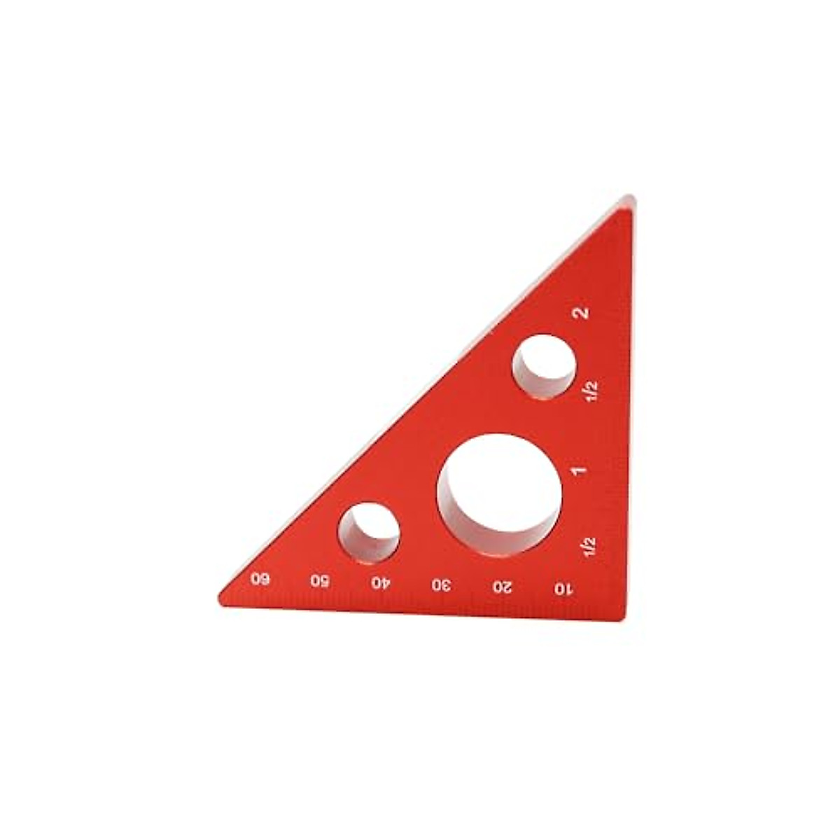 WEITARI Aluminum Alloy Triangle Ruler, 45 Degree Angle, DIY Woodworking Height Measuring Gauge, 65mm (Red)