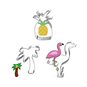 XYBAGS Tropical Cookie Cutter Set - 3 Piece - Pineapple, Flamingo, Palm Tree, Cookie Cutters Molds for Summer or Beach Theme Parties Supplies