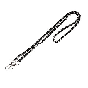 Bag Chain, Fashion Shoulder Bag Strap, Detachable Girl Metal Braided Chain, Durable Purse Straps Replacement Bag Accessories(Silver&Black)