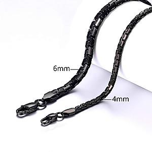 Black Flat Chain Male Necklace 18 Inch 4mm Hip Hop Jewelry Gift for Men