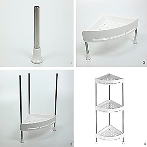 IYAR HOME 3 Tier Shower Caddy Organizer Shelf Rack Corner 12.99 x 9.45 x 28.35 Shower Stands for Inside Bathroom Kitchen Small Space White