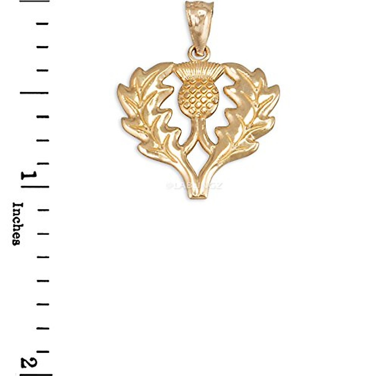 Irish Jewelry 14K Yellow Gold Scottish Thistle Flower Pendant Necklace (16)