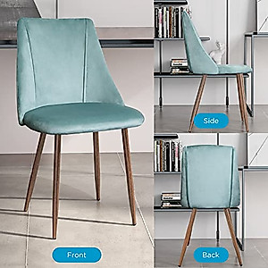 Wonder Comfort Velvet Set of 2 with Metal Legs Modern Dining Chairs with Soft Seat for Make Up Room Kitchen Livingroom Lake Green
