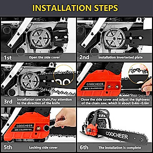 COOCHEER 62CC Gas Chainsaw, 20" 2-Stroke Portable Gasoline Chainsaw with Carrying Bag & 2 Chains Tool Kit, Petrol Wood Cutting Saw for Tree Stumps and Firewood Cutting(Upgraded Version)