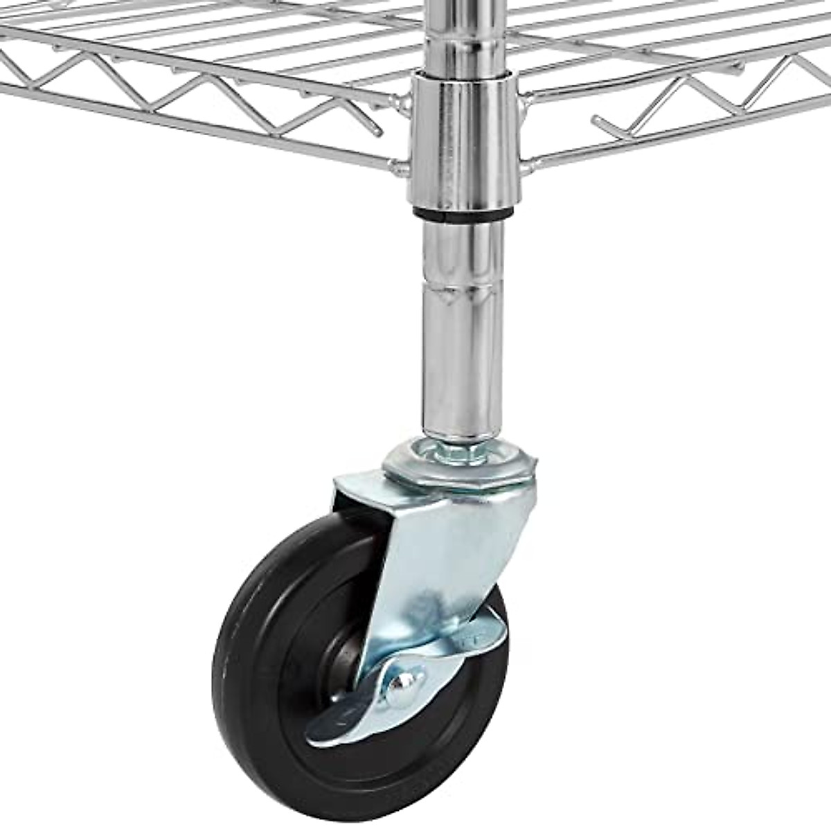 Amazon Basics Kitchen Storage Microwave Rack Cart on Caster Wheels with Adjustable Shelves, 175 Pound Capacity, 15 x 21 x 36.7 inches, Wood/Chrome