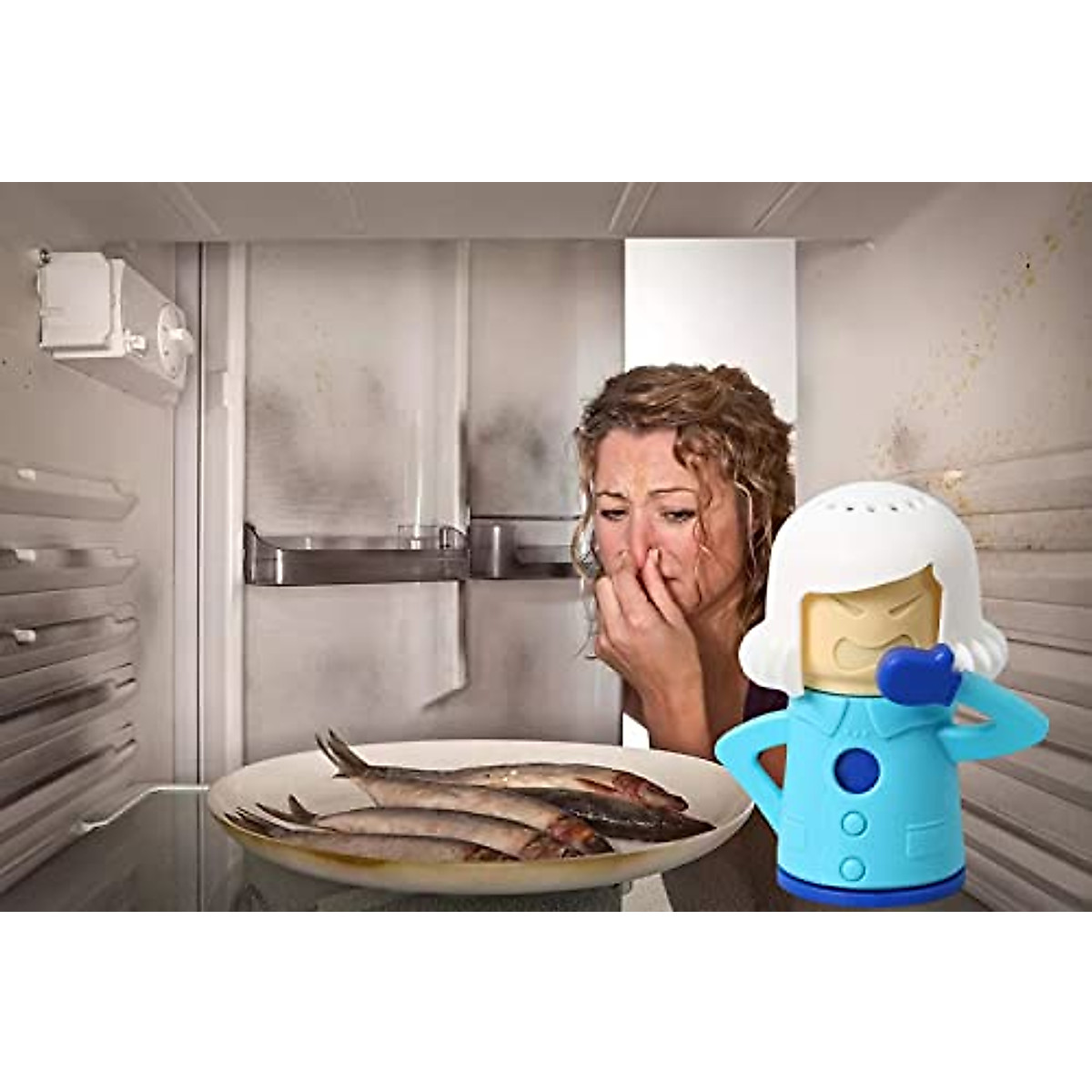 Cool Mom Fridge Deodorizer Baking Soda Container, Cold Mama Chill Lady Baking Soda Odor Absorber Box Kitchen Mama Refrigerator Deodorizer Baking Soda Holder Funny Kitchen Gadgets for Fridge Cleaner