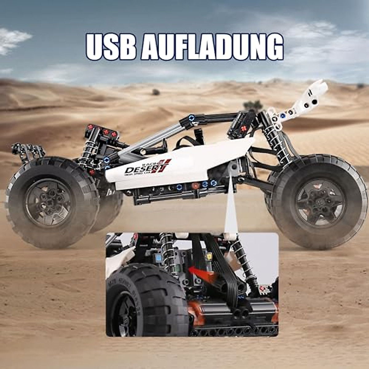 Mould King 18001 Desert Racing Building Kit, Remote Control Off-Road Buggy Racer Car Toy Building Blocks Set, for Kids Age 8+ (394 Pieces)