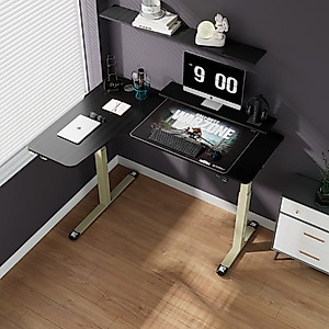 L Shaped Electric Height Adjustable Standing Desk Keyboard Tray,61" Stand Up Corner Computer Desk,Dual Motor Sit Stand Home Office Desk with Monitor Riser Memory Preset Mouse Pad RGB Lights
