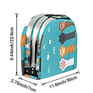 Cat Paw Print Market Basket Collapsible Large Picnic Basket Cute Animal Shopping Basket with Handle Heavy Duty Reusable Grocery Bags Folding Picnic Baskets for Shopping, Beach, Camping, Travel