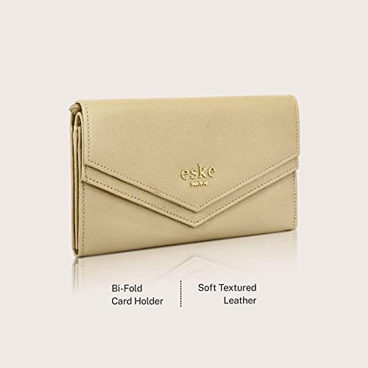 eské Bianca - Envelope Wallet in Genuine Leather - RFID - Holds Cards, Coins and Bills - Compact Design with Pockets - For Everyday Use - Travel Friendly - Water Resistant - For Women